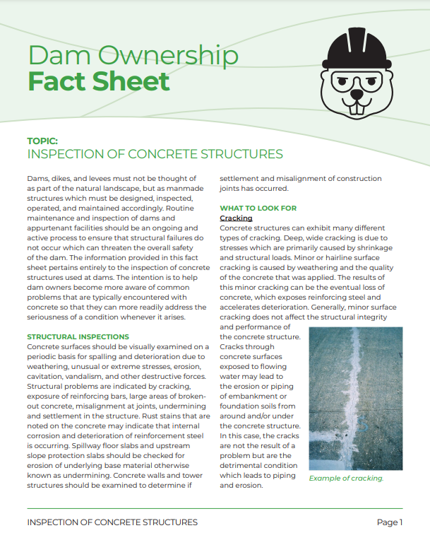 Inspection of Concrete Structures | Association of State Dam Safety